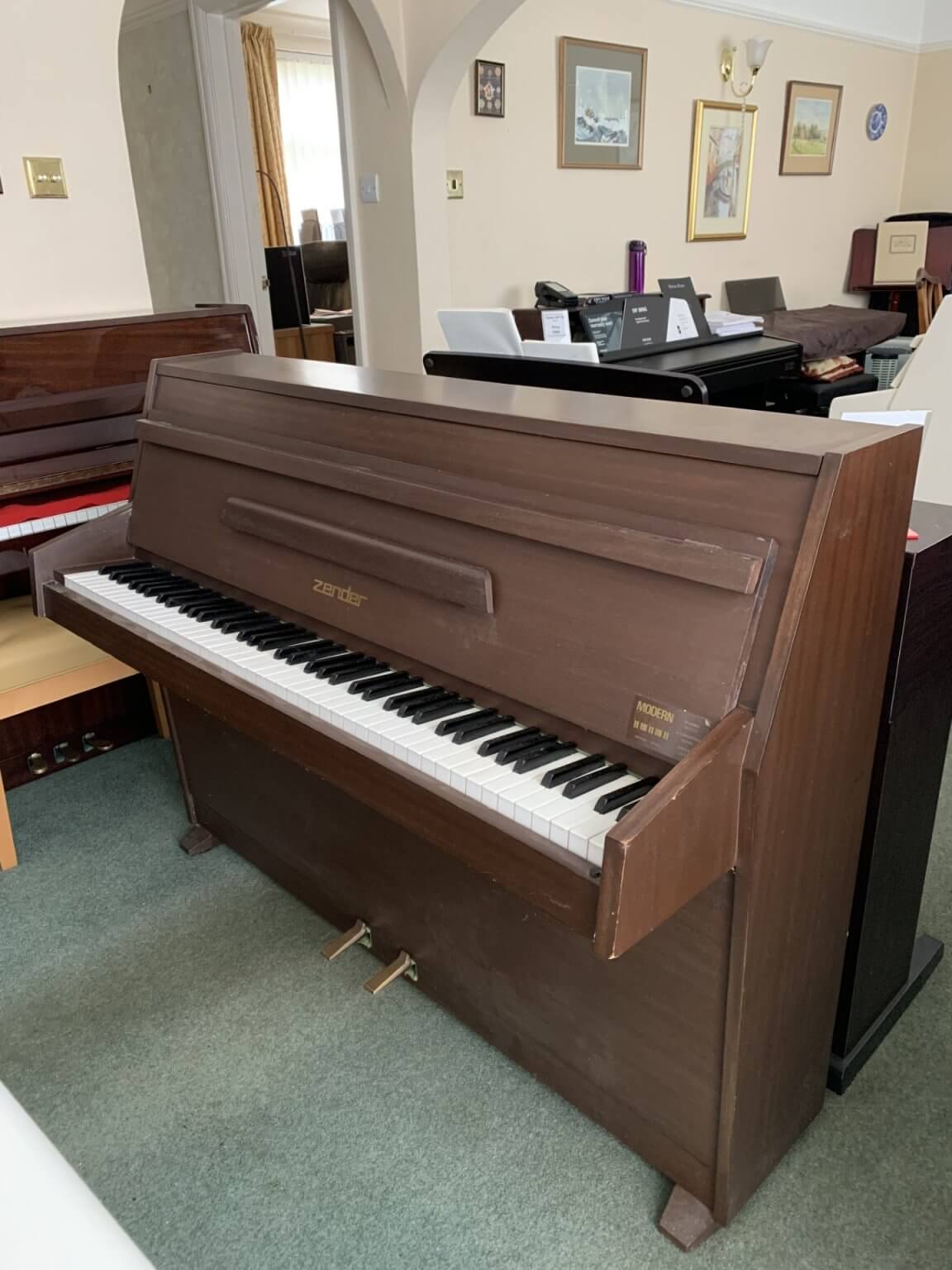 Second Hand Zender Upright Piano in mahogany